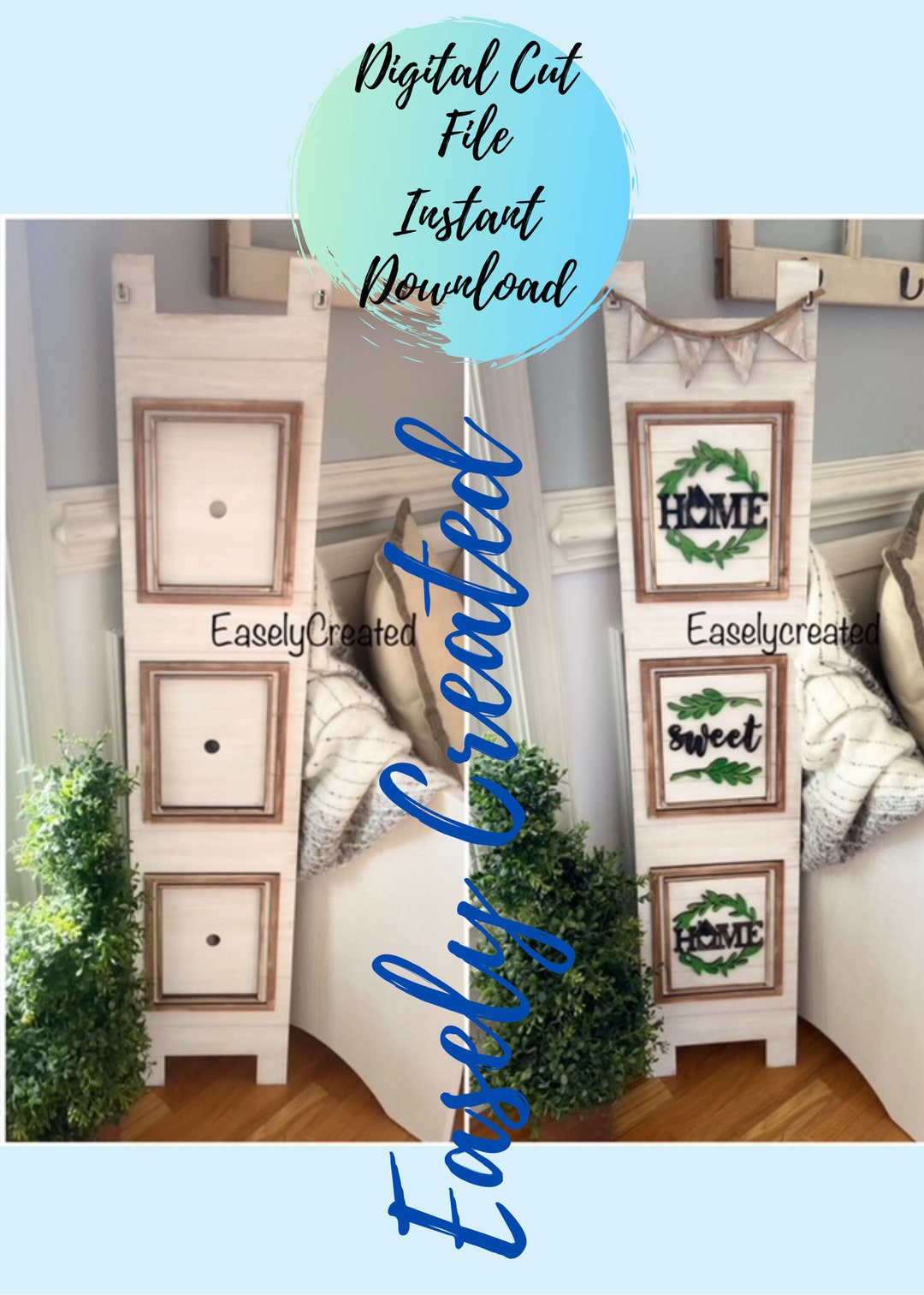 LADDER Large 42" Interchangeable Ladder Seasonal Sign Svg Home Sweet ...