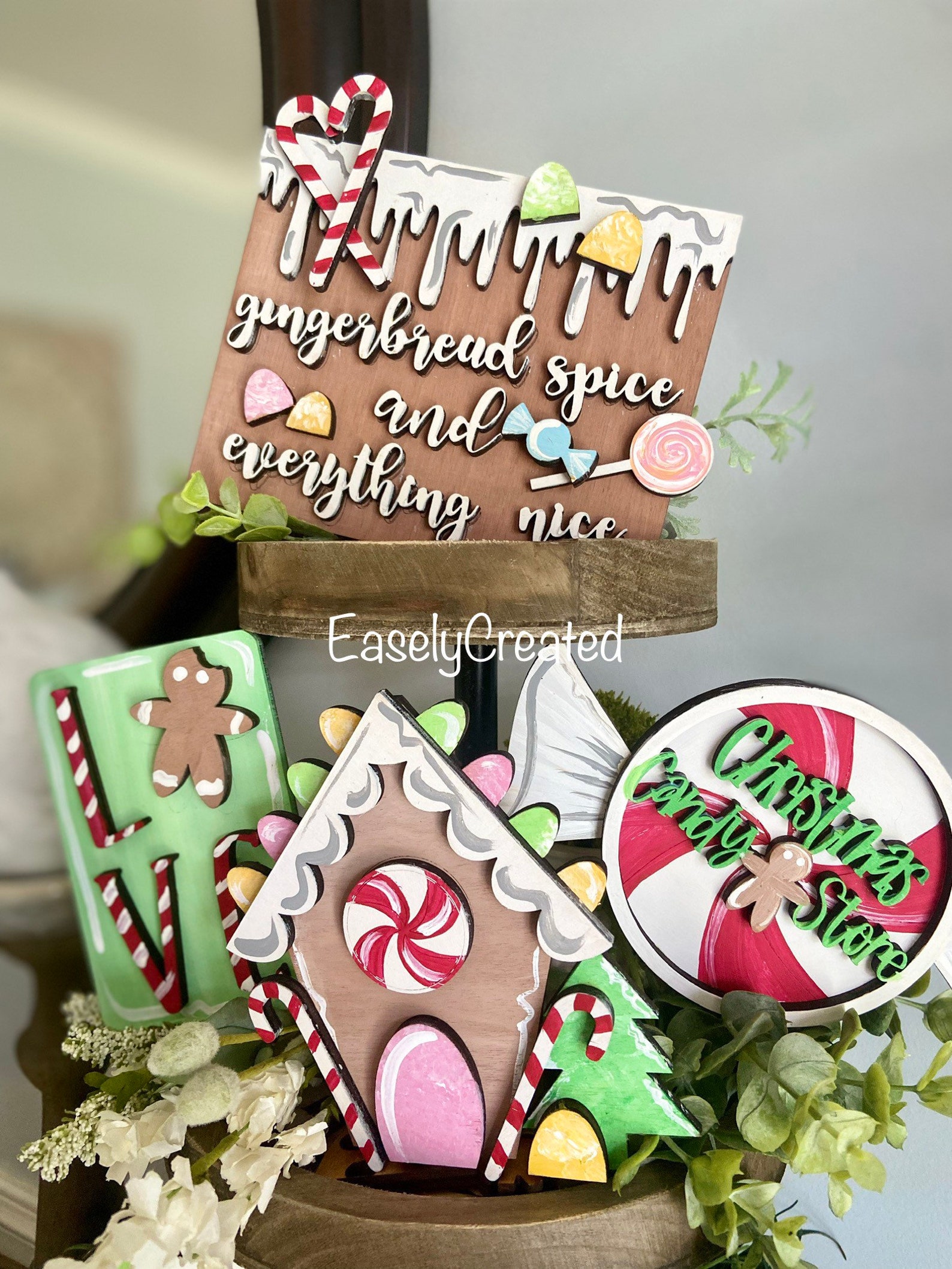 Gingerbread Tiered Tray Digital Download File - Glowforge Christmas ...