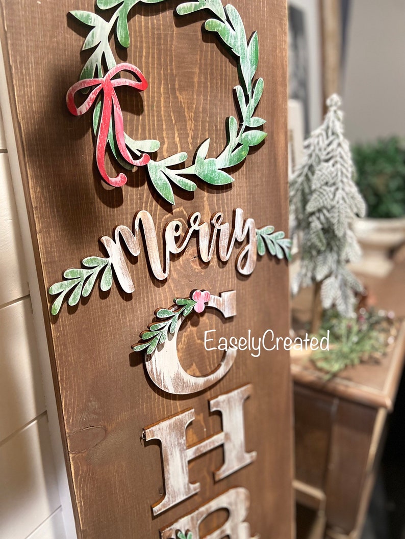 Merry Christmas Porch Leaner Sign SVG File Holiday Porch Sign - Etsy