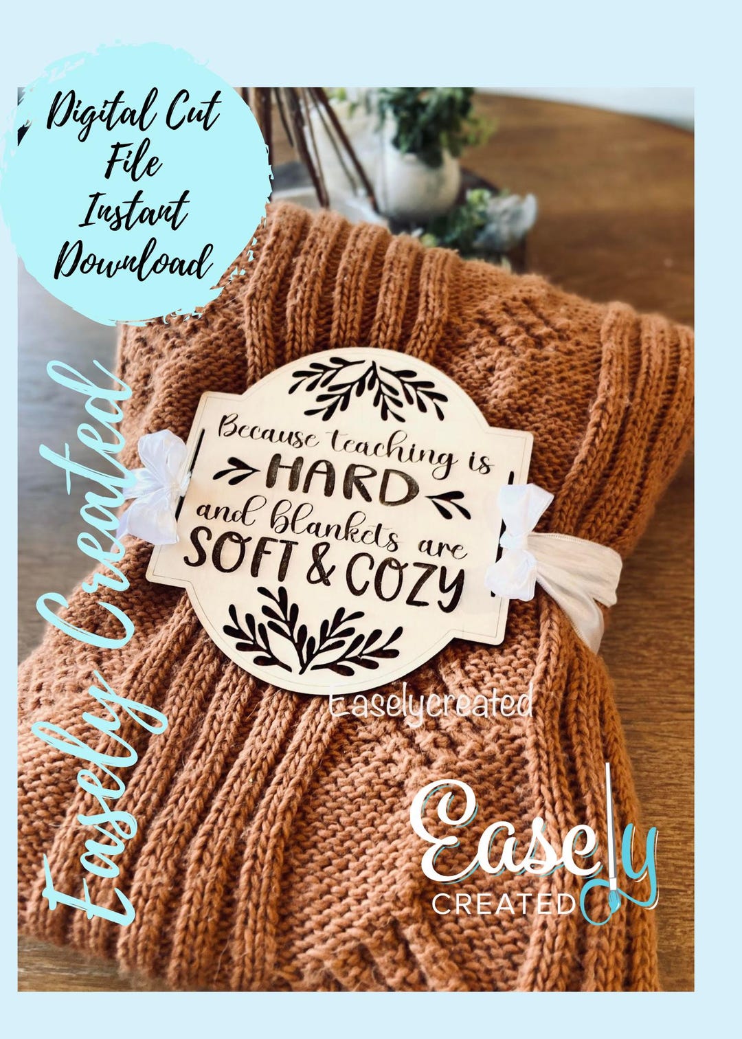 Blanket Tag With Ornament - Teacher Teaching is Hard Blankets Are Soft ...