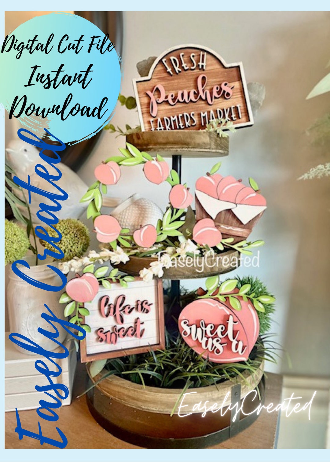 Peach Tiered Tray Digital Download File - Summer Tiered Tray - DIY ...