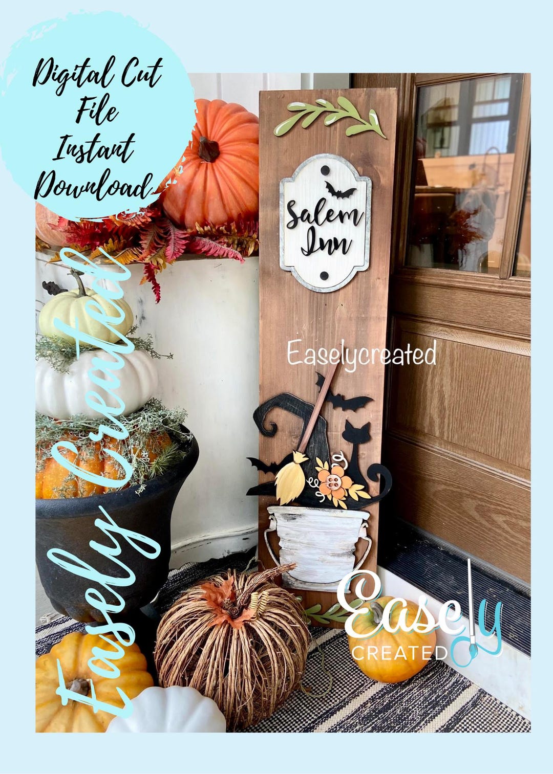 4ft Interchangeable Porch Leaner Insert "witch Hat Black Cat " Ghost ...