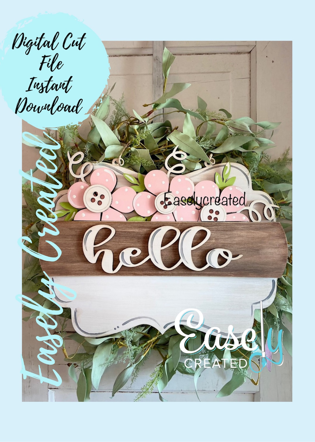 Scalloped Interchangeable Seasonal INSERT for Door Hanger "spring ...