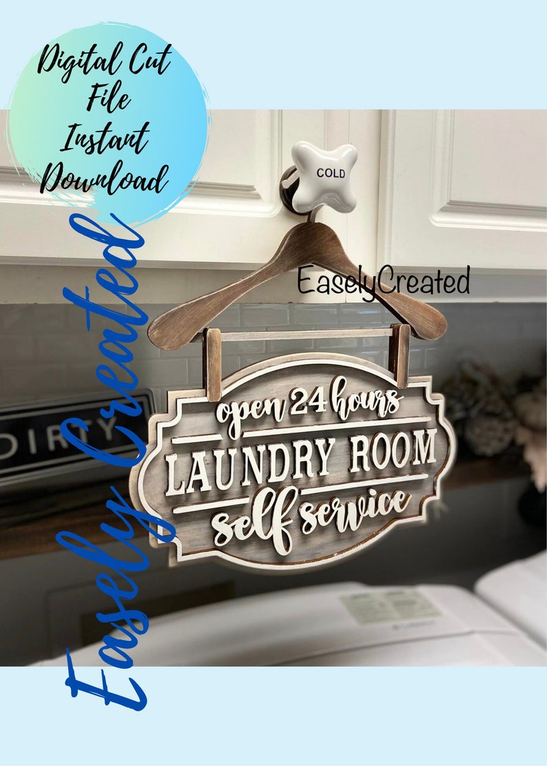 Laundry Room Self Serve Sign Set Digital File Laundry Hanger - Etsy