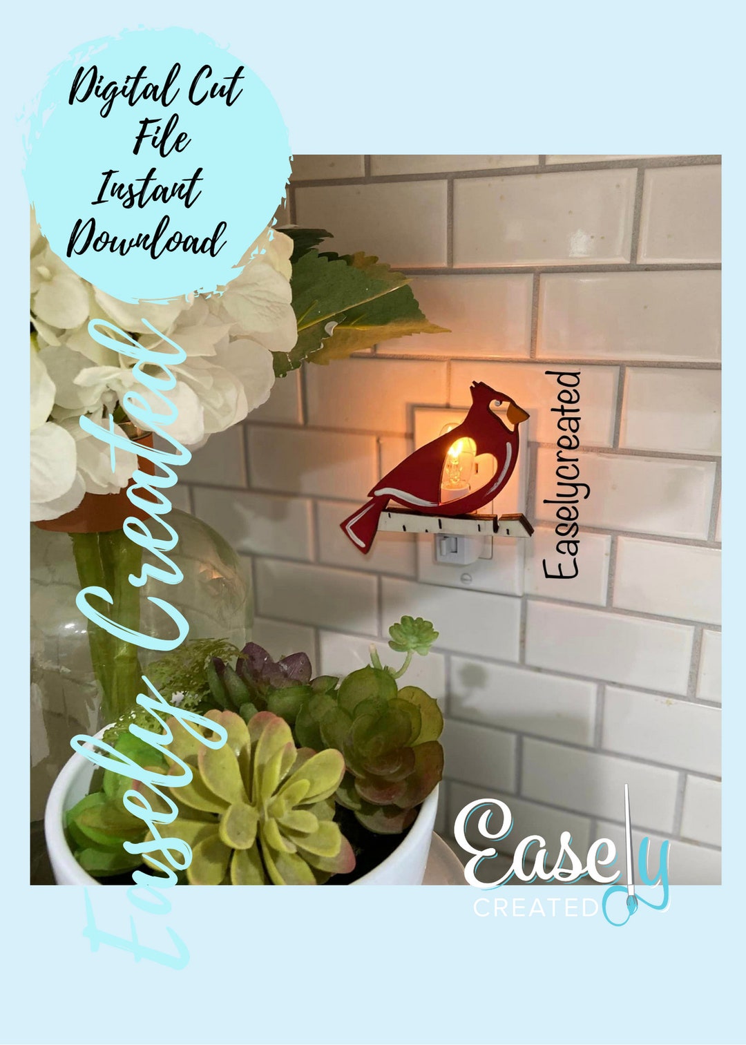 Memorial Cardinal Night Light Attachment SVG Holiday Glowforge SVG Nite ...