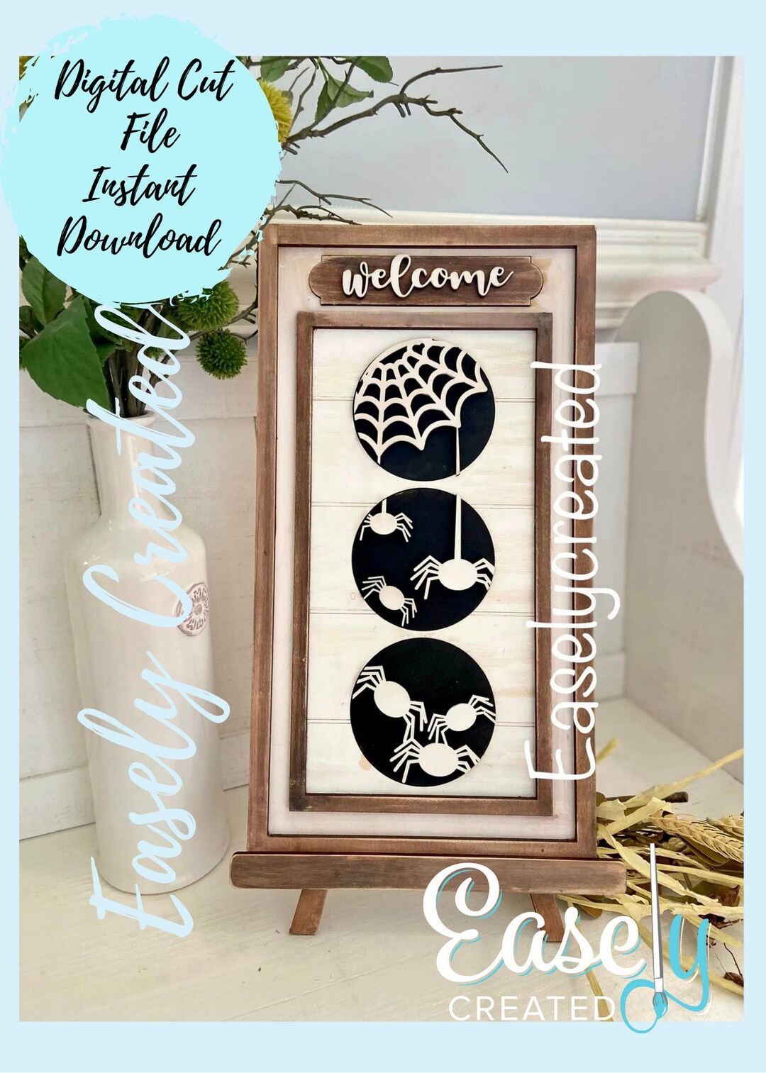 Three Circle Interchangeable Halloween Spider Spooky Fall Sign SVG ...