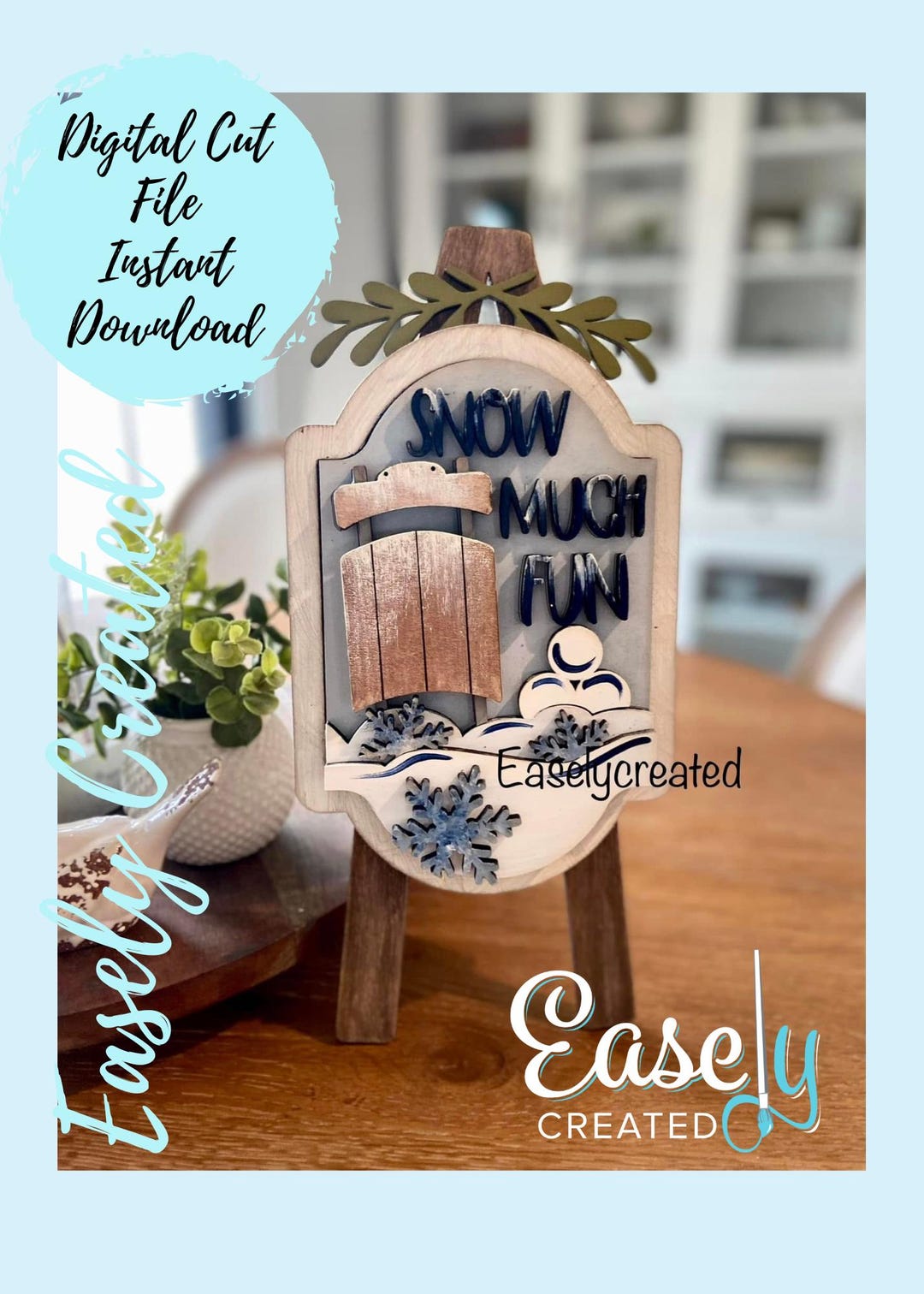 Table Top Easel Interchangeable Insert " Winter Snow Much Fun" Sign ...