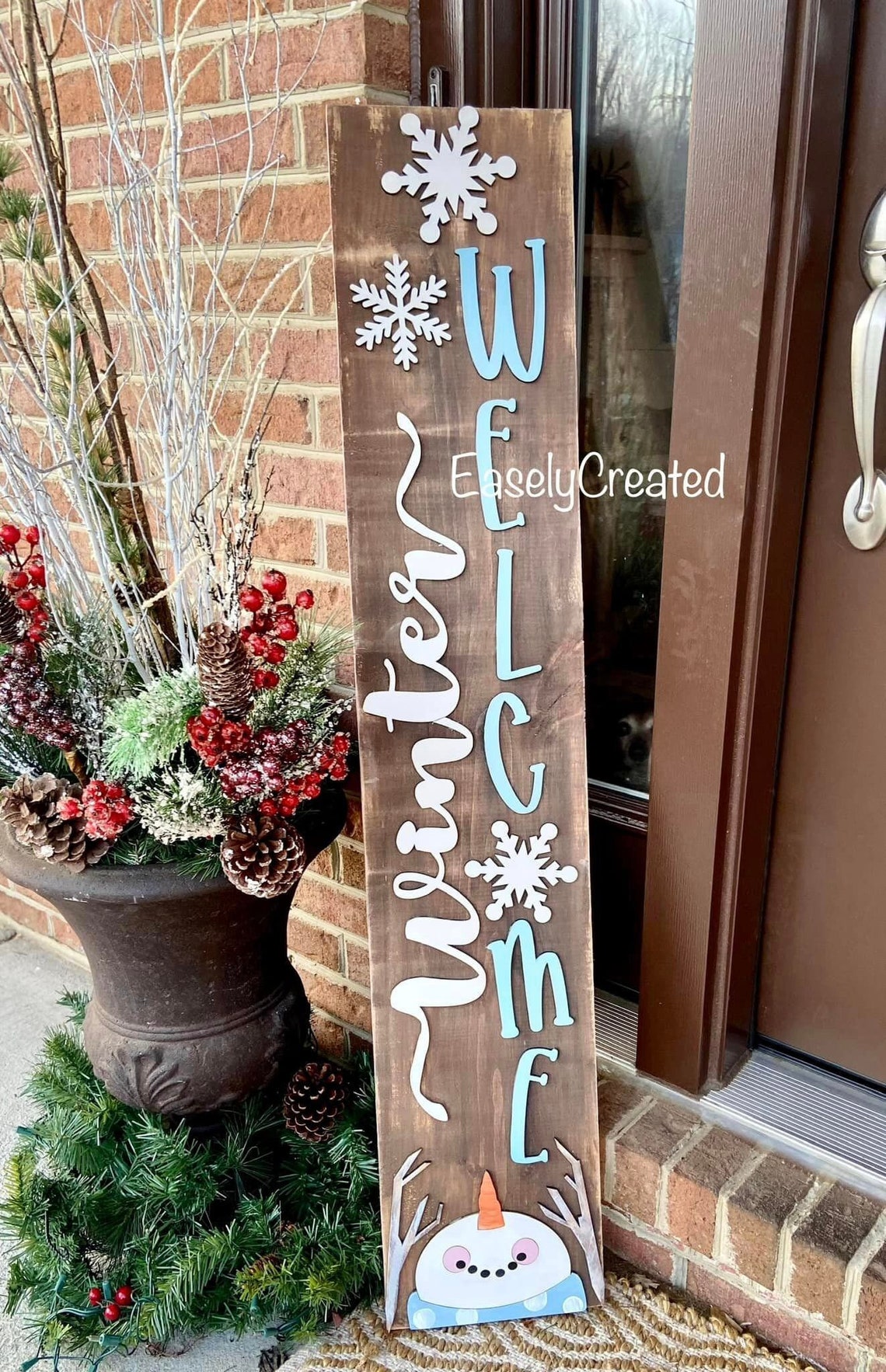 Snowman Let It Snow Winter Welcome Porch Leaner Sign SVG File Holiday ...