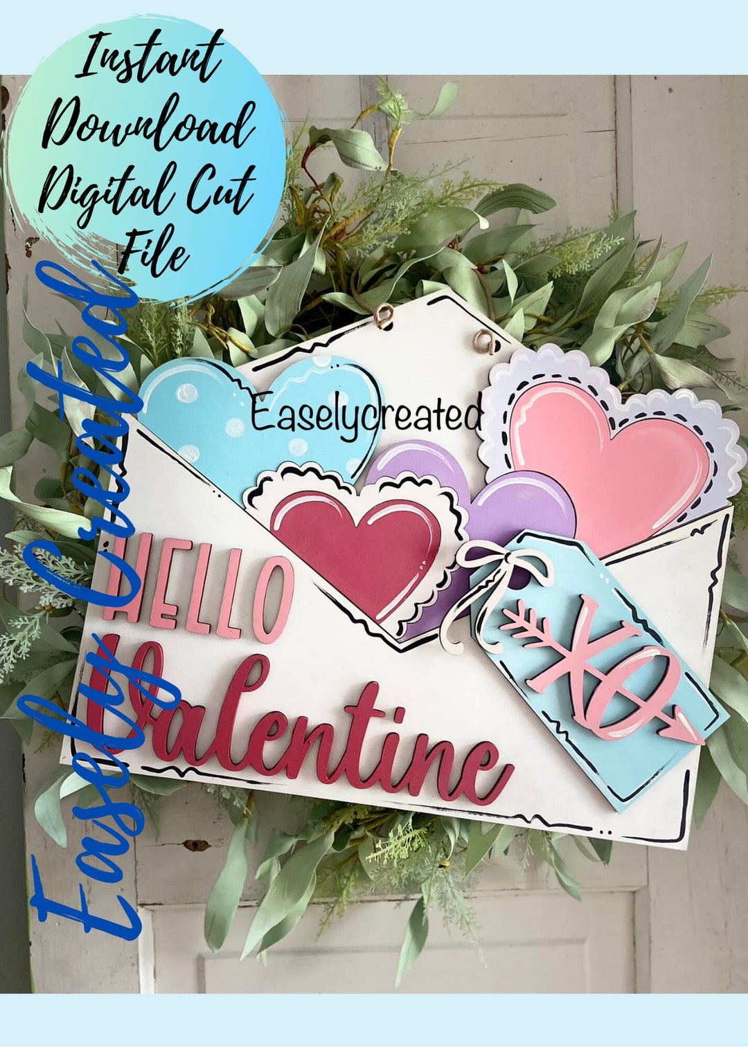 Valentine Envelope Door Hanger Sign SVG File - Be Mine Love Letter Door ...