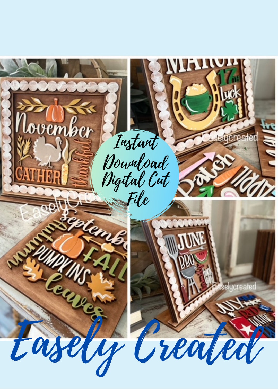 Seasonal Interchangeable Word Collage Sign SVG File - Seasonal Holiday ...