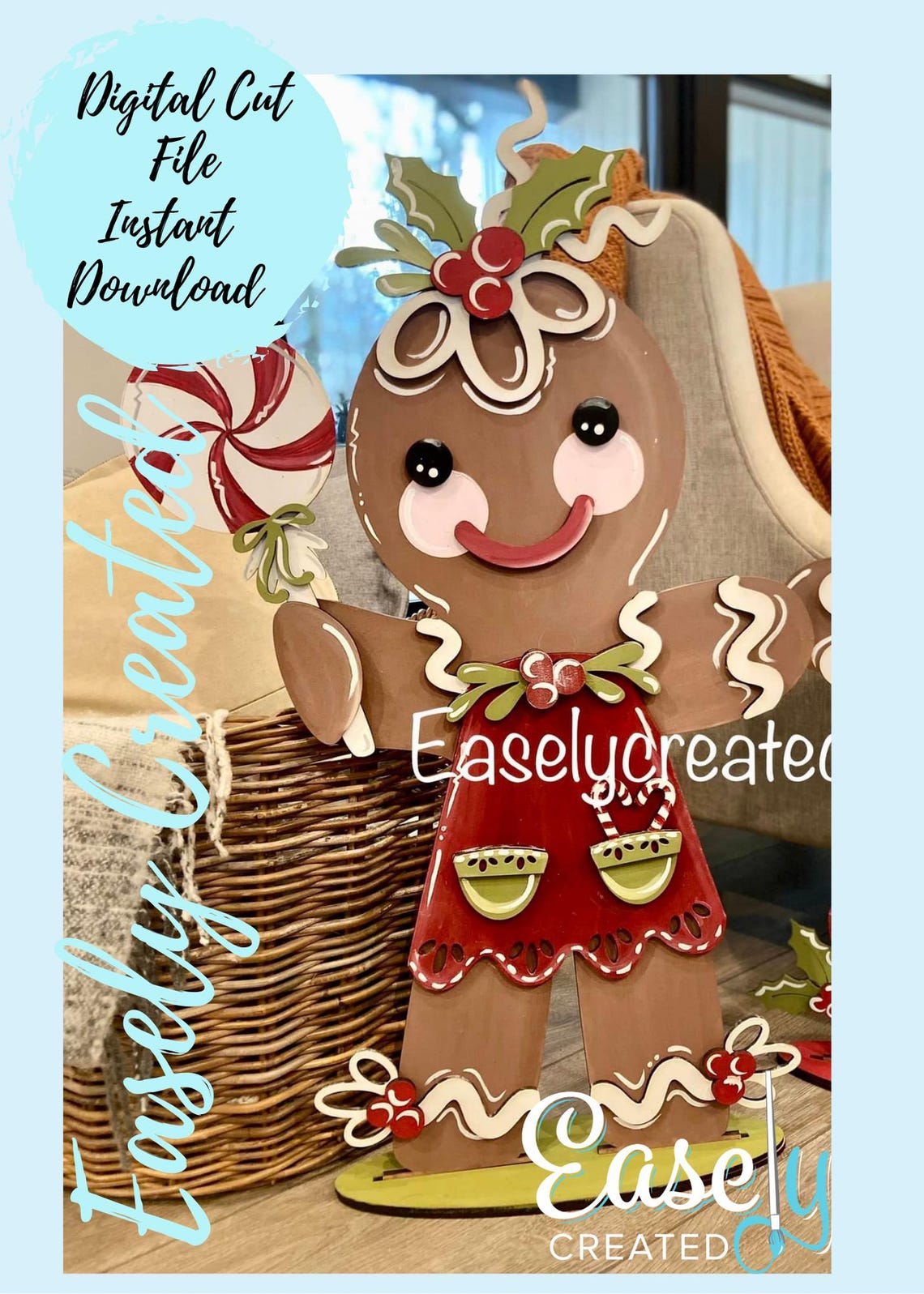 Large Standing Gingerbread Porch Sign SVG Holiday Christmas Seasonal ...