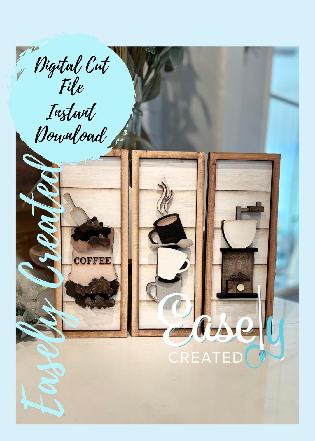 Vertical Trio Shiplap Sign Set Coffee Brewed SVG Holiday Seasonal ...