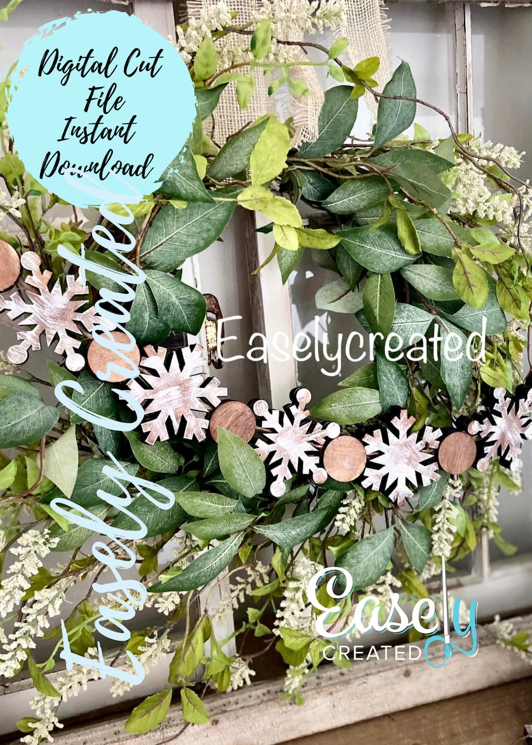 Chunky Snowflake Garland Farmhouse Beaded Garland Ornament SVG Sign ...