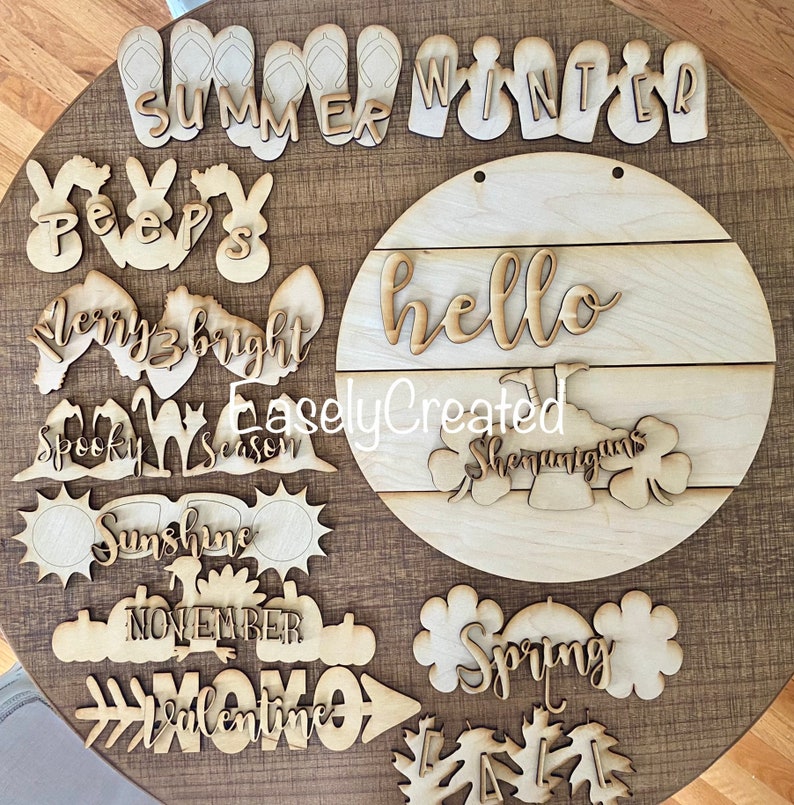 Seasonal Interchangeable Sign SVG File Seasonal Door Hanger - Etsy