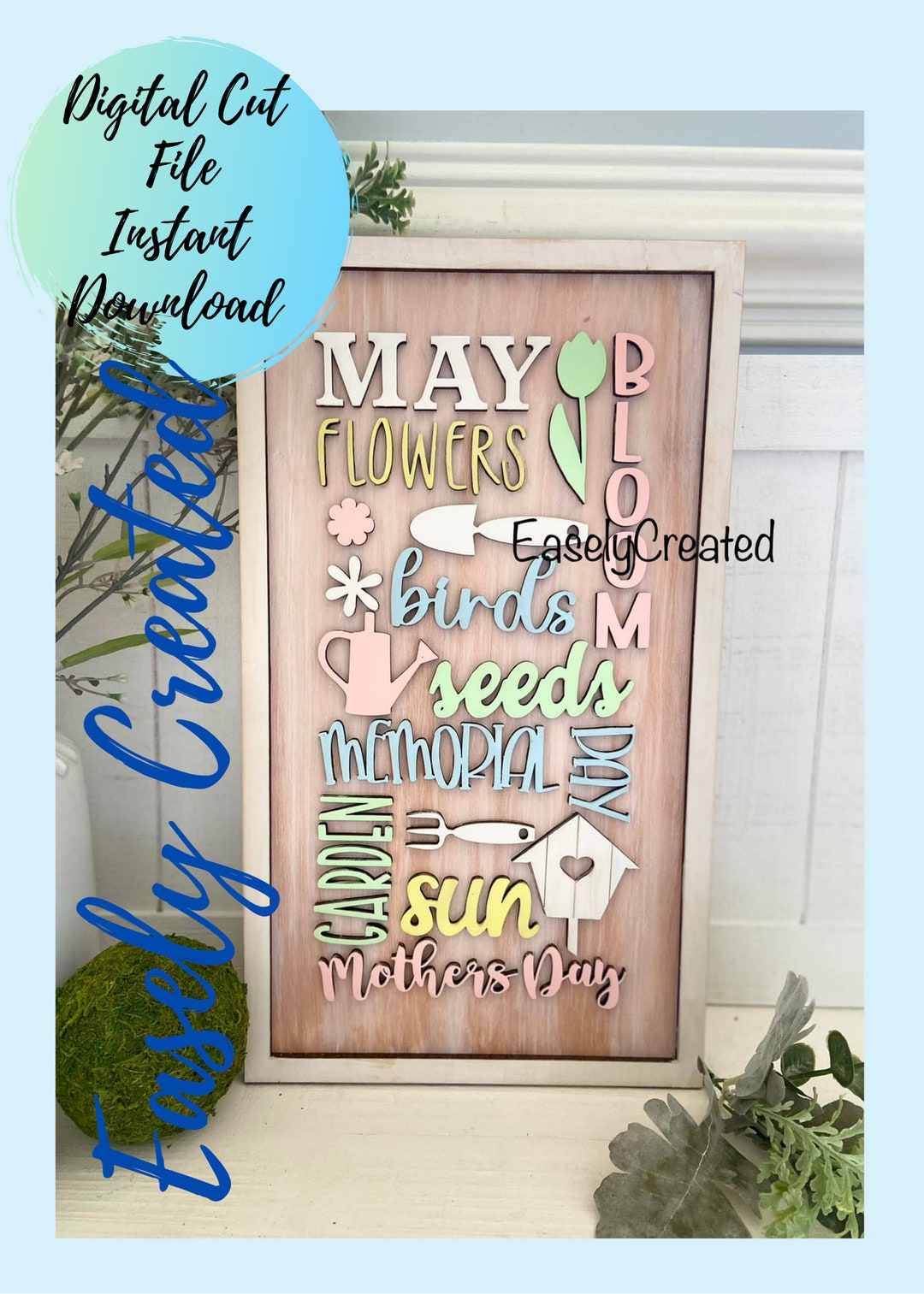 May Digital File - Mothers Day Sign - Spring Sign - Memorial Day Sign ...