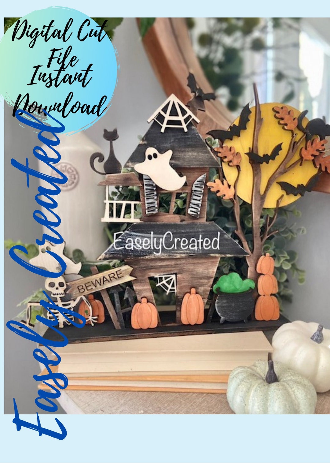 Haunted House Halloween SVG Spooky House Shelf Sitter Digital File ...