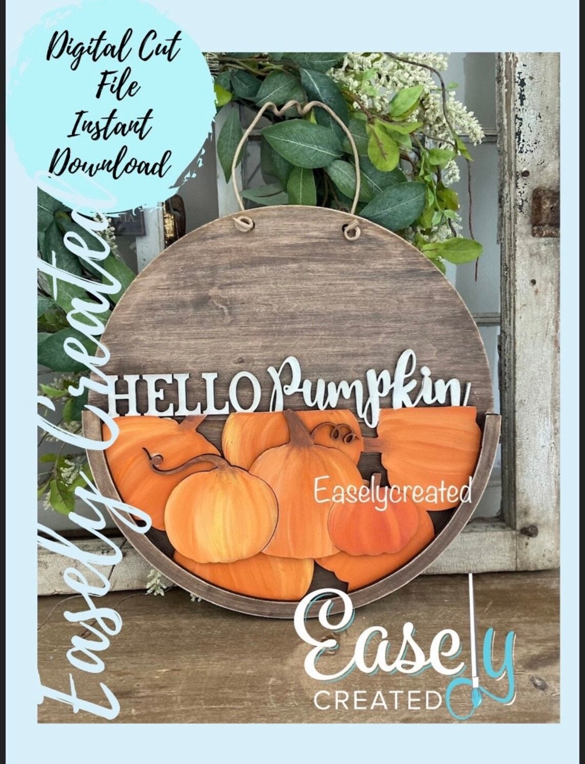 Interchangeable 15" Round Seasonal Door Hanger Backer Sign for Half ...
