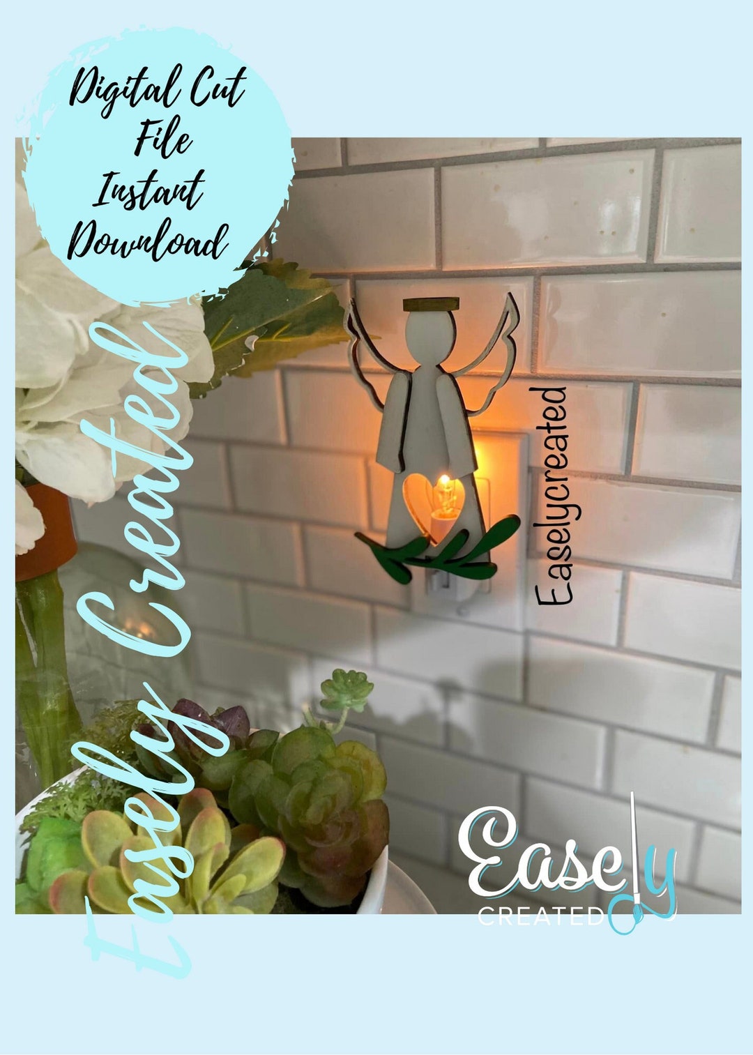 Memorial Angel Night Light Attachment SVG Holiday Glowforge SVG Nite ...