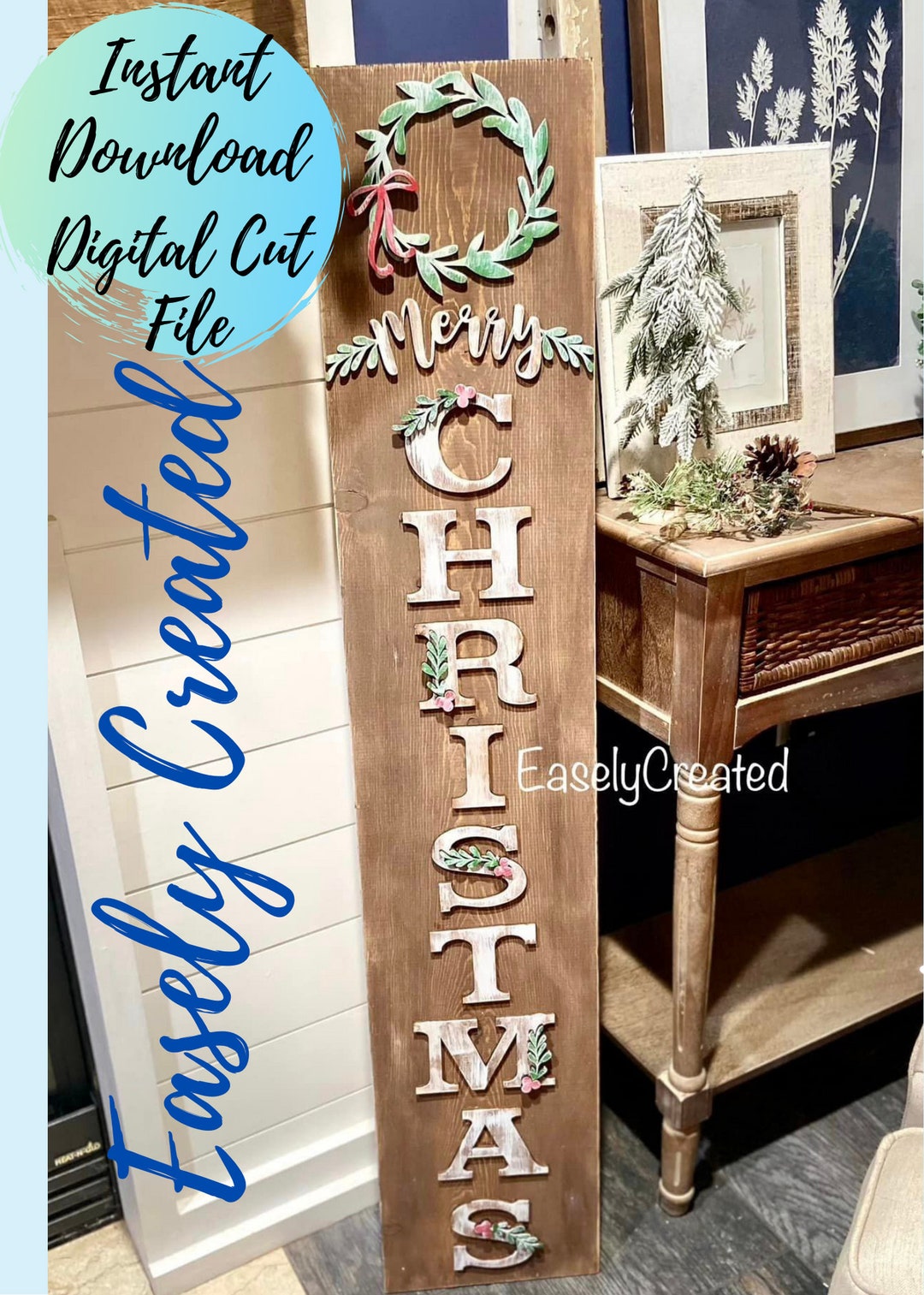 Merry Christmas Porch Leaner Sign SVG File Holiday Porch Sign SVG ...