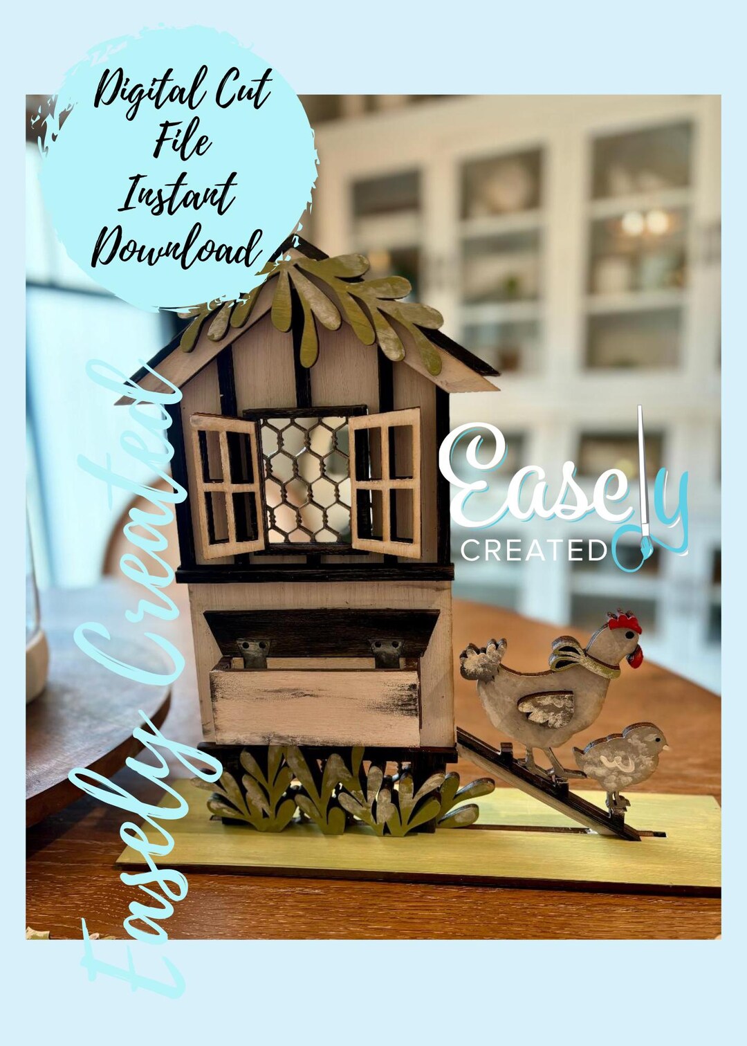 Chicken Coop House With 9 Interchangeable Pieces Shelf Sitter Seasonal ...