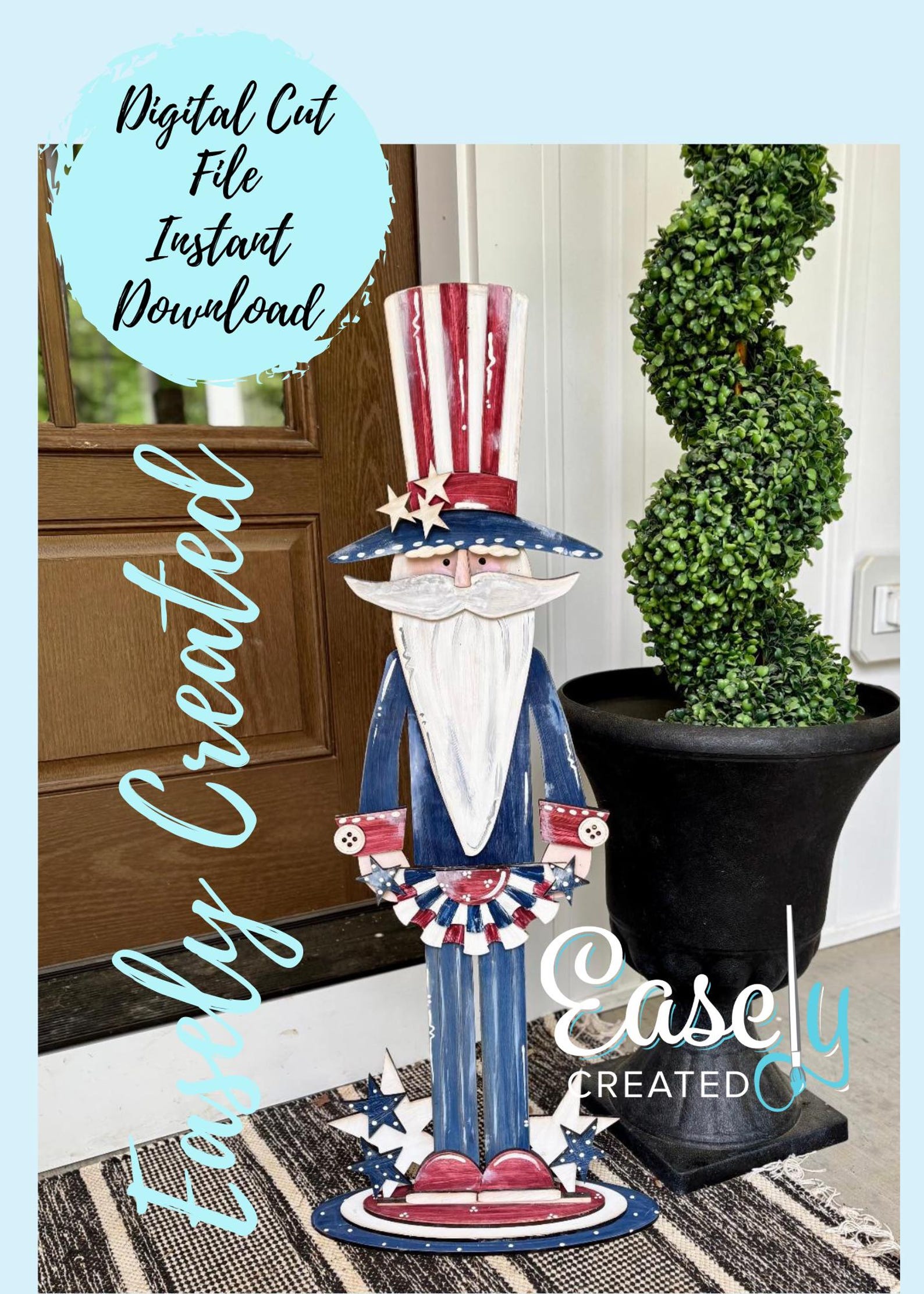 Vintage Rustic Uncle Same Standing Porch Sign Stars and Stripes July ...