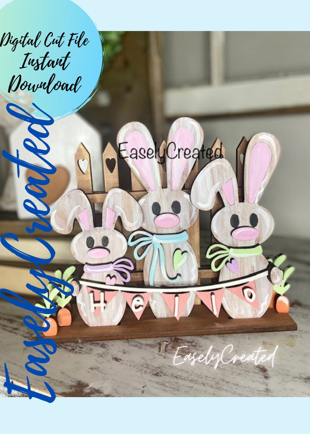 Easter Shelf Sitter Sign SVG File Easter Bunny Sign- Easter Bunny Shelf ...