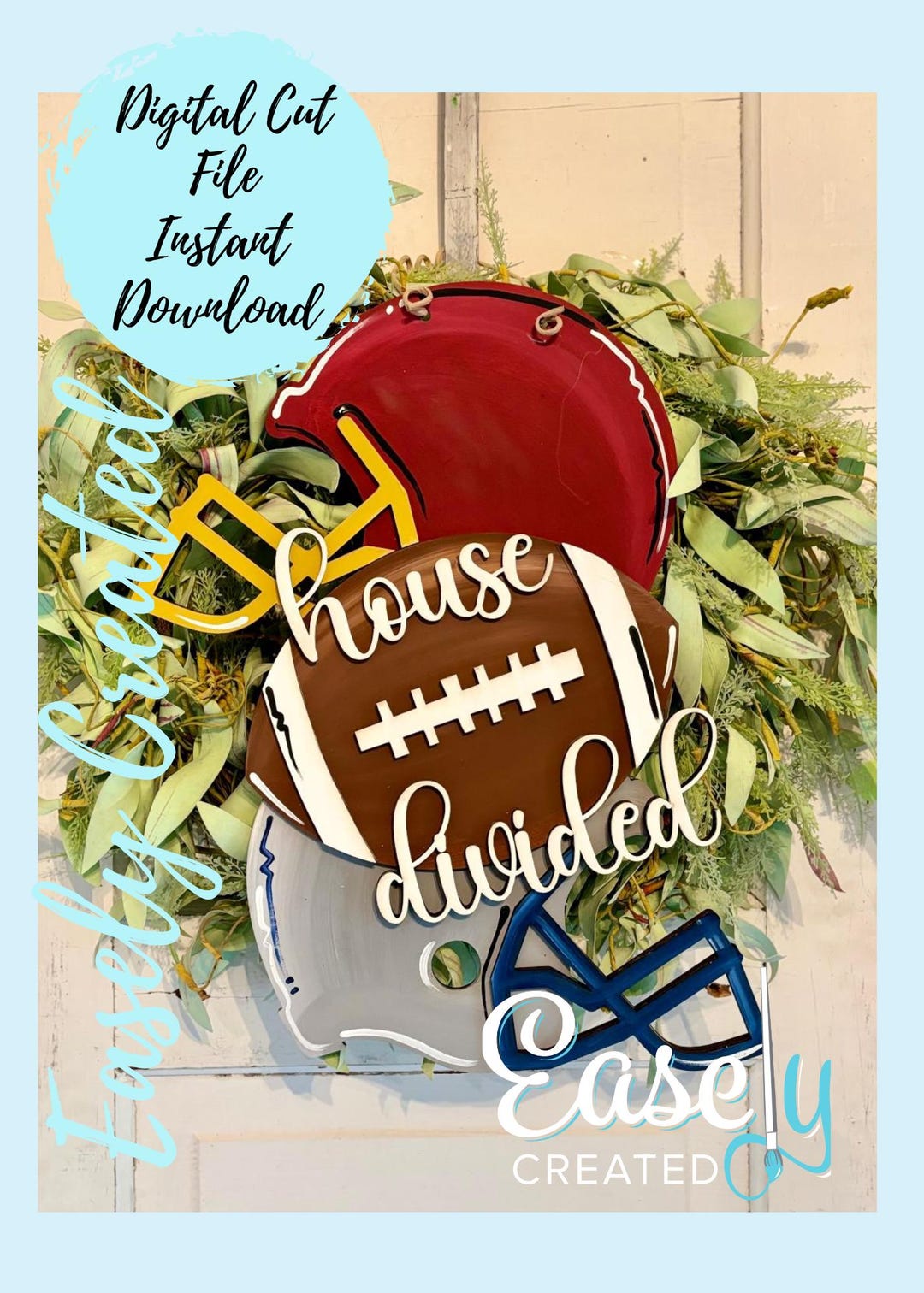 House Divided Football Door Hanger Sign SVG Glowforge Laser Ready File ...