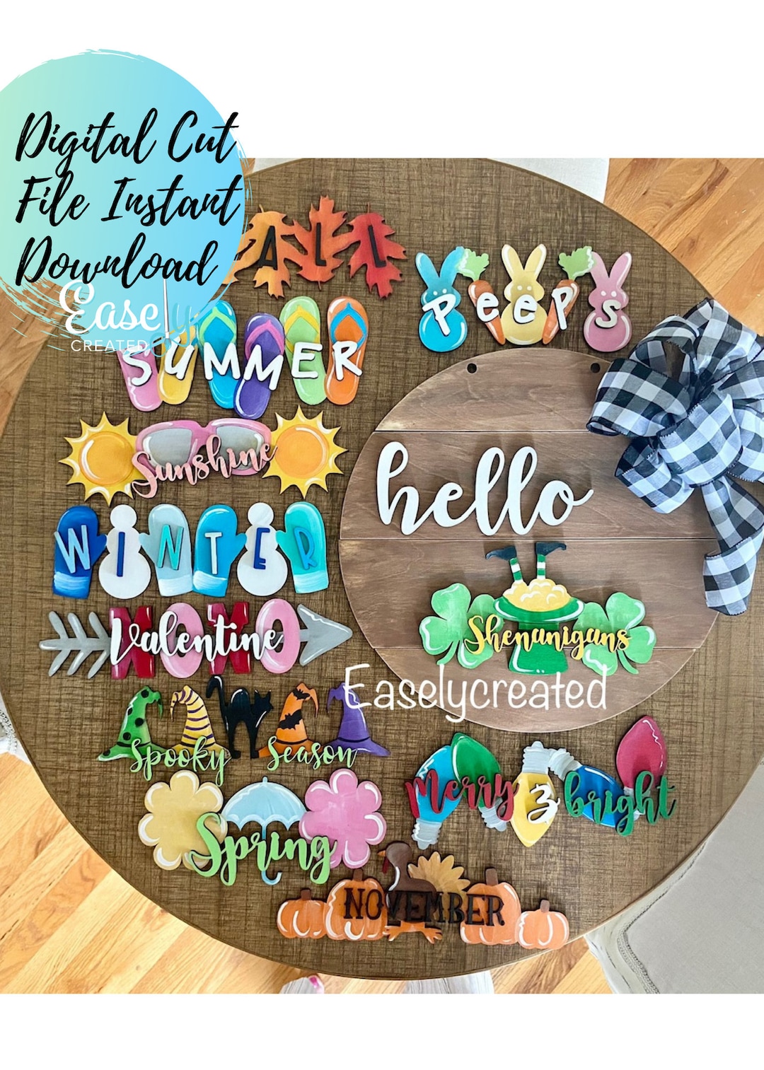 Seasonal Interchangeable Sign SVG File - Seasonal Door Hanger - All ...