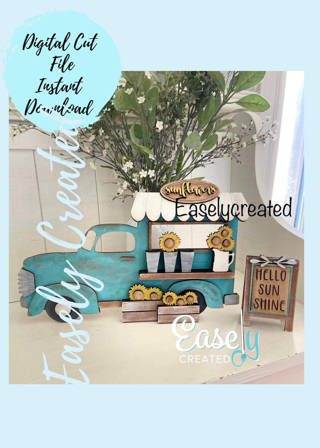 Hello Sunshine Sunflower Add-on for Interchangeable Truck Sign SVG ...