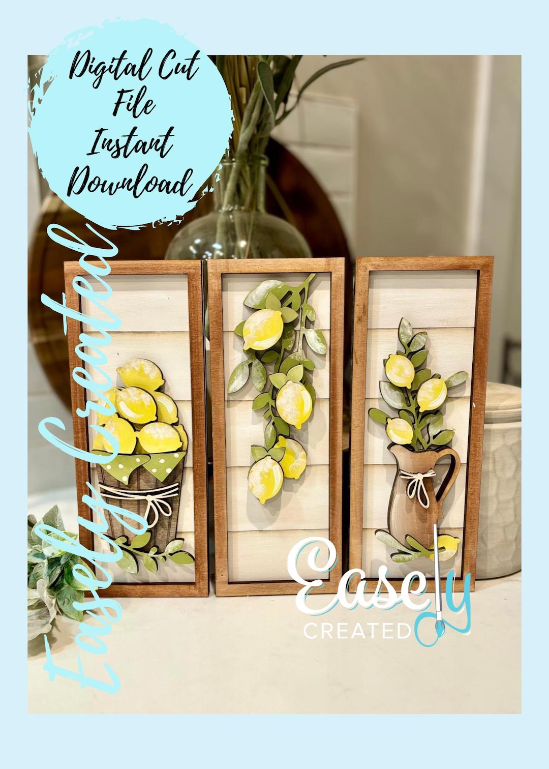 Vertical Trio Shiplap Sign Set Summer Lemon Lemonade Holiday Seasonal ...