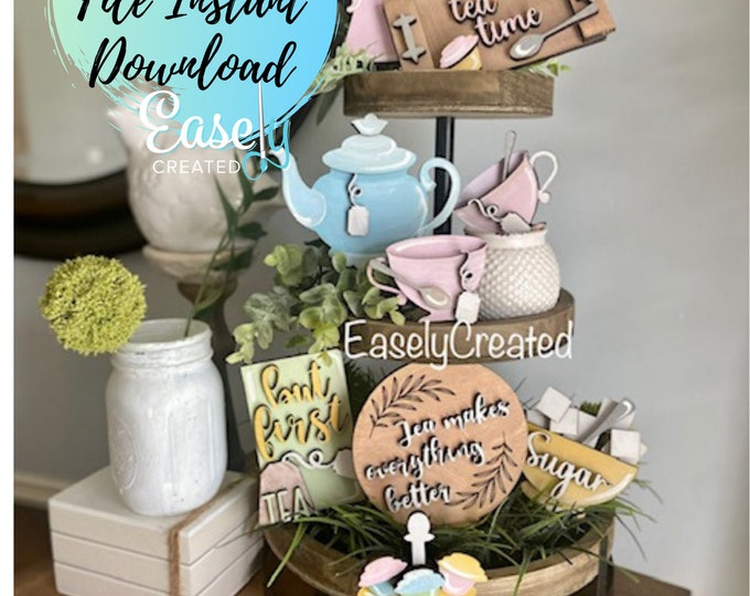 Tea Tiered Tray Decor Bundle DIY Teapot DIY tea Time Tea Wood Blanks - Etsy