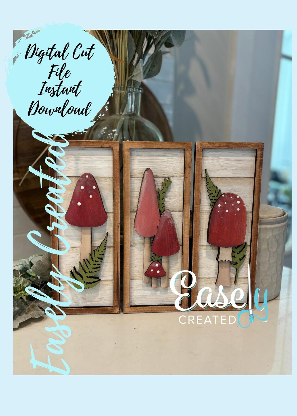 Vertical Trio Shiplap Sign Set Fungi Mushroom SVG Holiday Seasonal ...