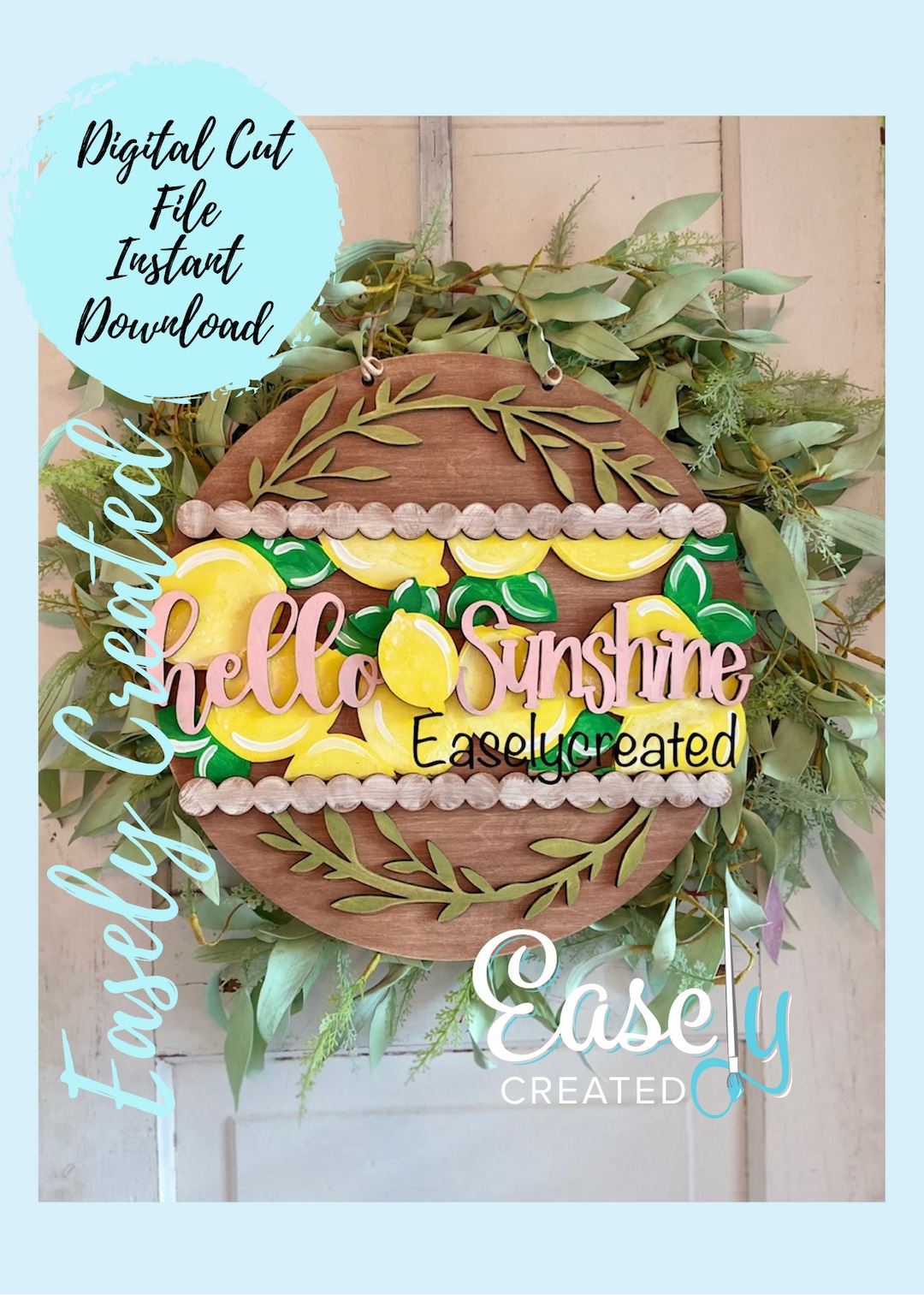 Slide in "hello Sunshine Lemon" for Interchangeable 15" Round Seasonal ...
