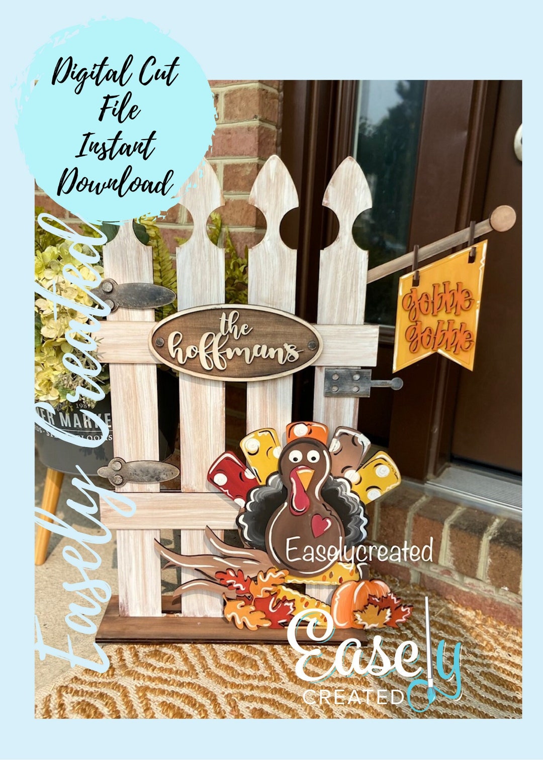 Picket Fence Large Porch Sign Interchangeable "turkey" Insert ...