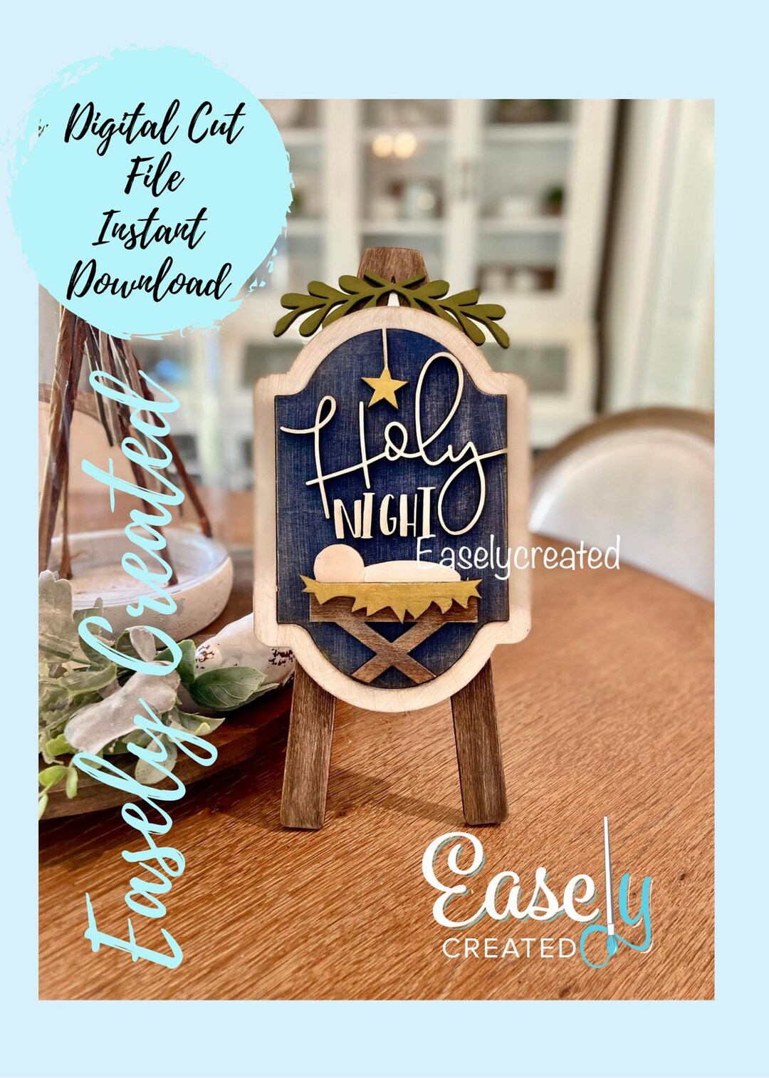 Table Top Easel Interchangeable Insert " Holy Night" Sign - Seasonal ...