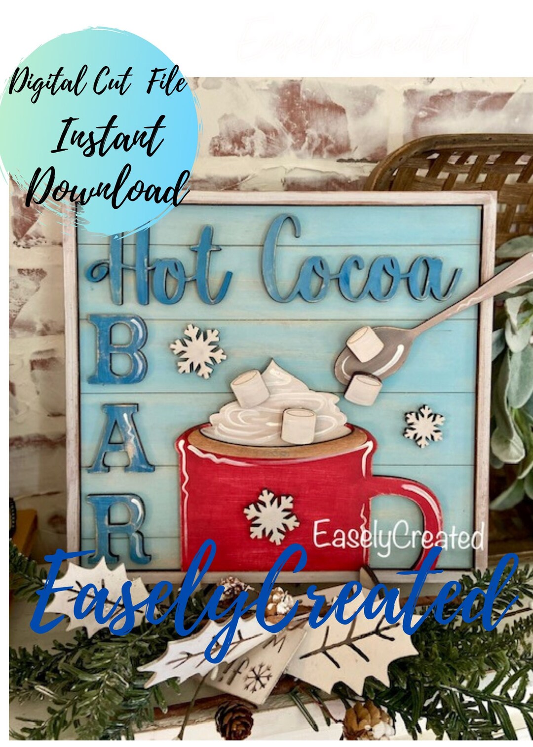 Hot Cocoa Bar SVG Digital File - Hot Cocoa Sign - Holiday Sign - Winter ...