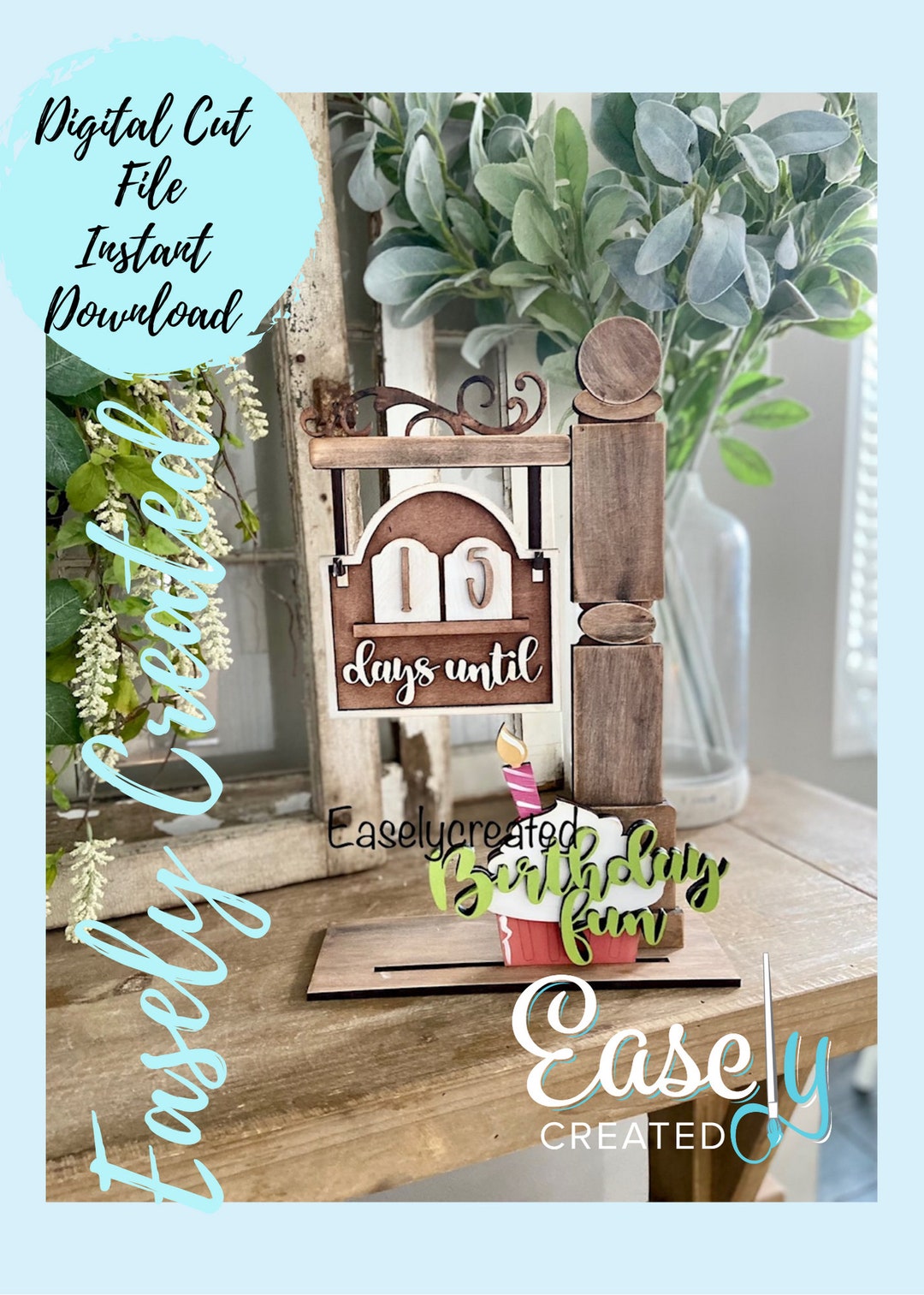 Mini Post Sign Interchangeable Insert "countdown Days Until Birthday ...