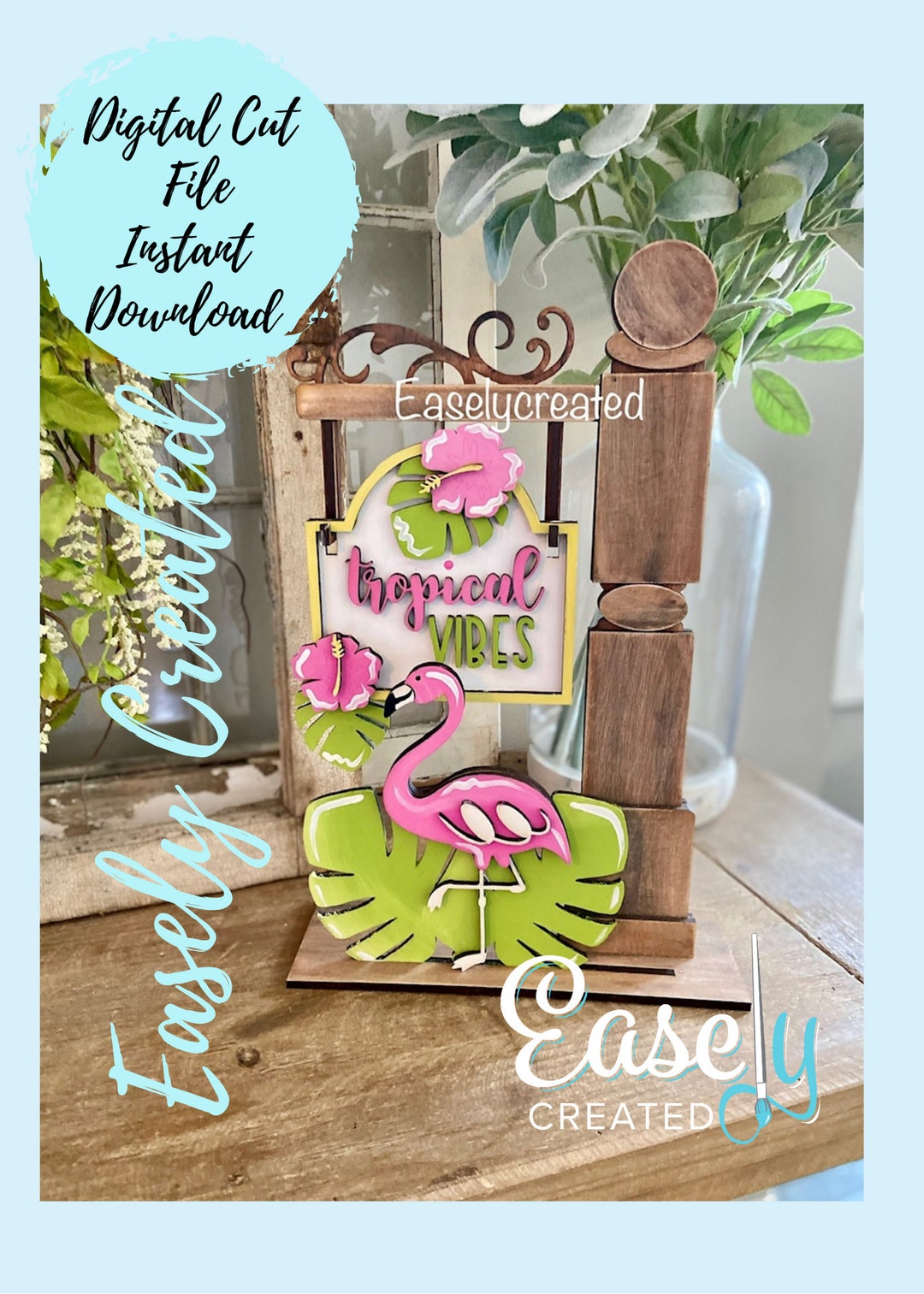 Mini Post Sign Interchangeable Insert "flamingo" Shelf Sitter Sign SVG ...