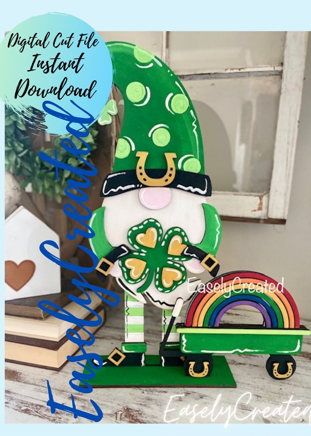 St Patricks Day Gnome Shelf Sitter Sign SVG File March Gnome Sign- St ...