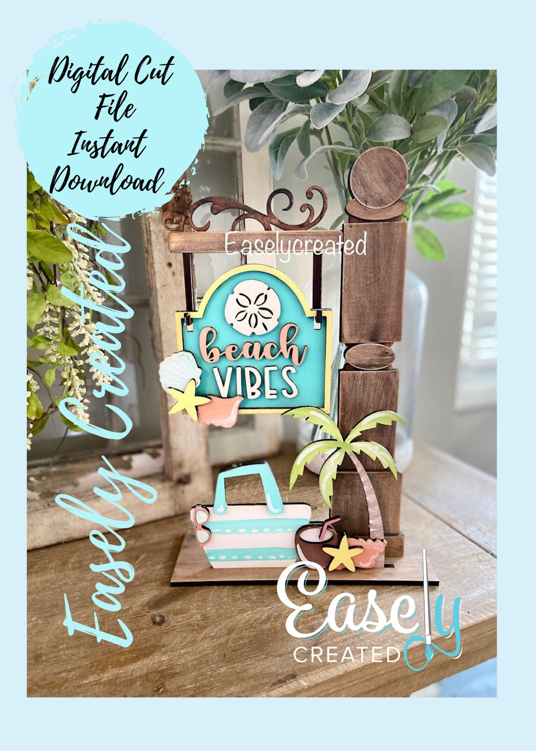 Mini Post Sign Interchangeable Insert "beach Vibes" Shelf Sitter Sign ...