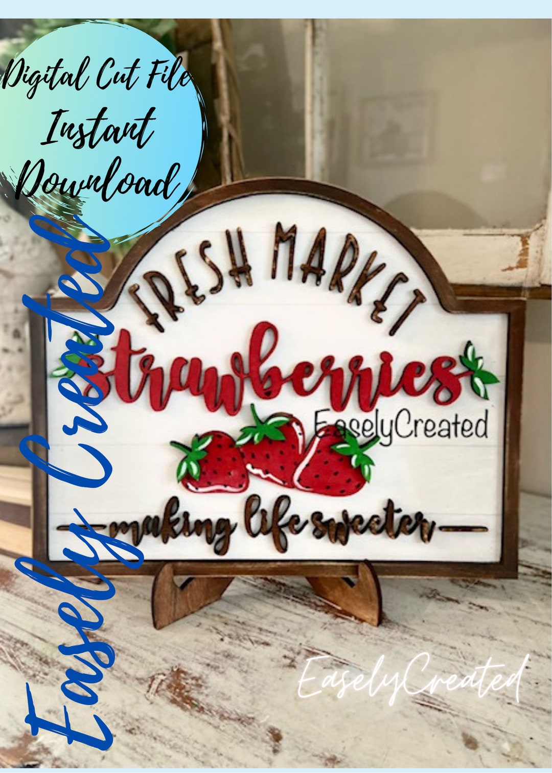 Strawberries Sign Digital File - Spring Sign - Fresh Strawberry Sign ...