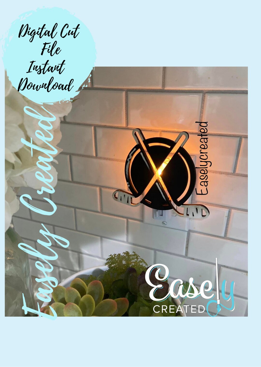 Sport Hockey Puck Hockey Stick Night Light Attachment SVG Holiday ...