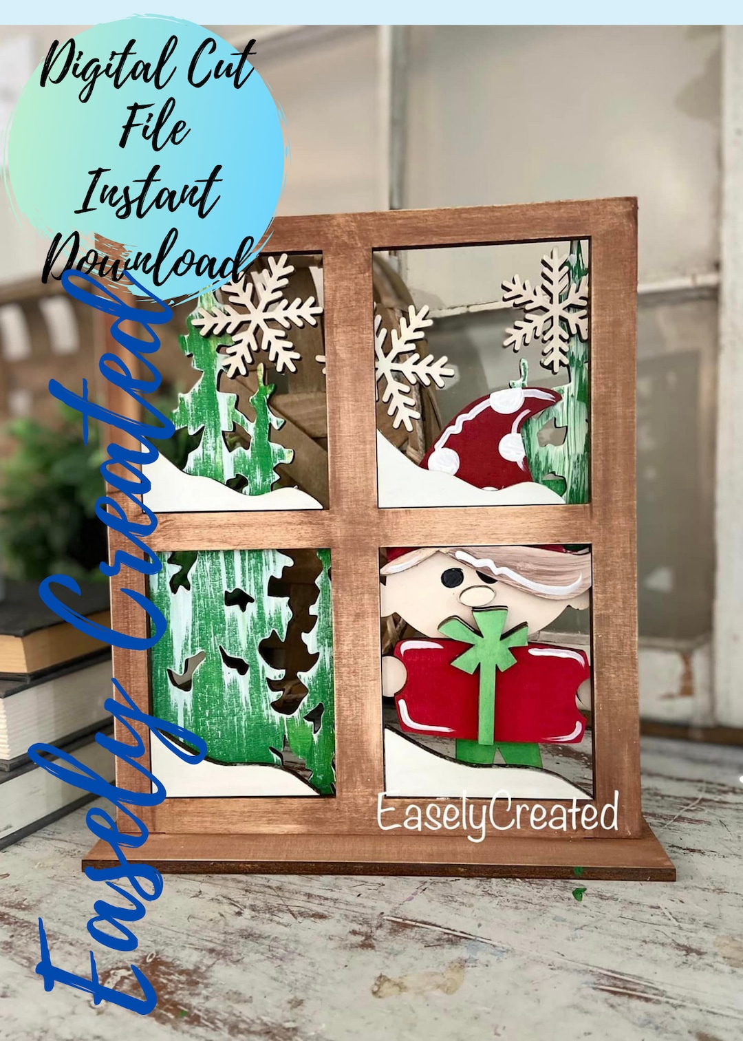 Winter Christmas Elf Sign SVG Christmas Shelf Sitter Digital File - Elf ...
