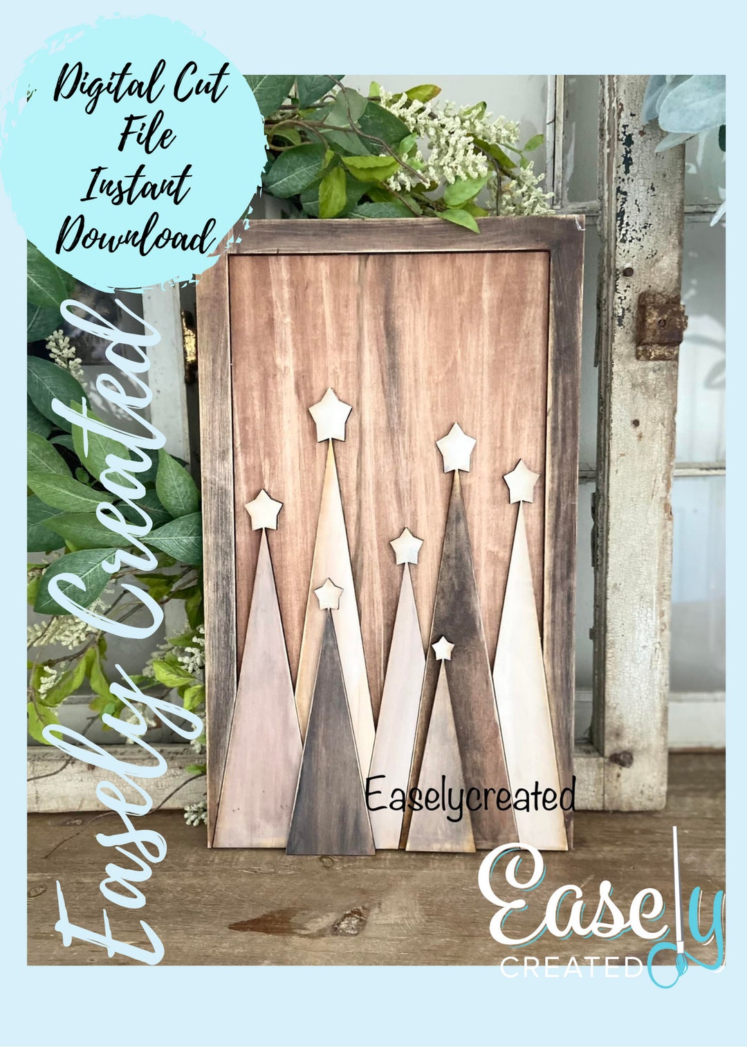 Rustic Christmas Tree Sign Winter Tree Forest SVG Glowforge Ready Laser ...