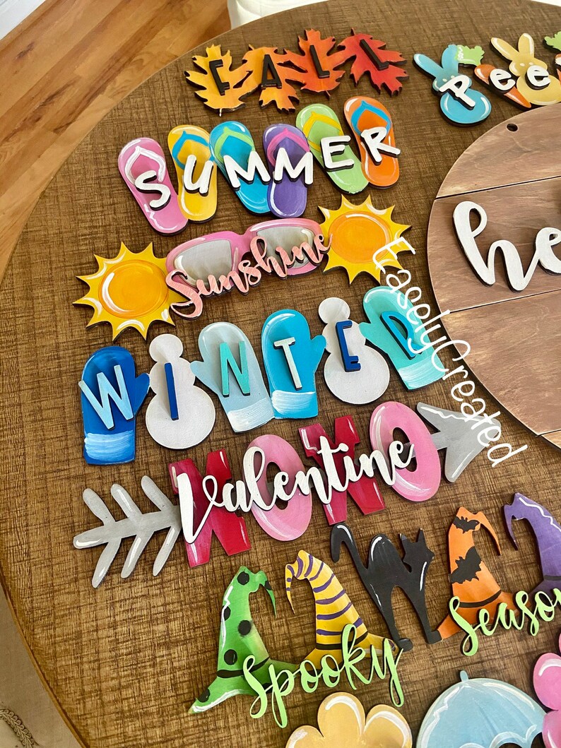 Seasonal Interchangeable Sign SVG File - Seasonal Door Hanger - All ...