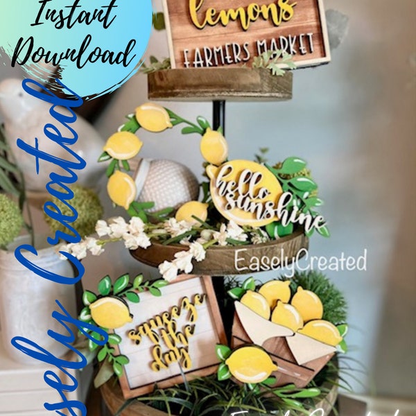 Lemon Tiered Tray Decor - Etsy