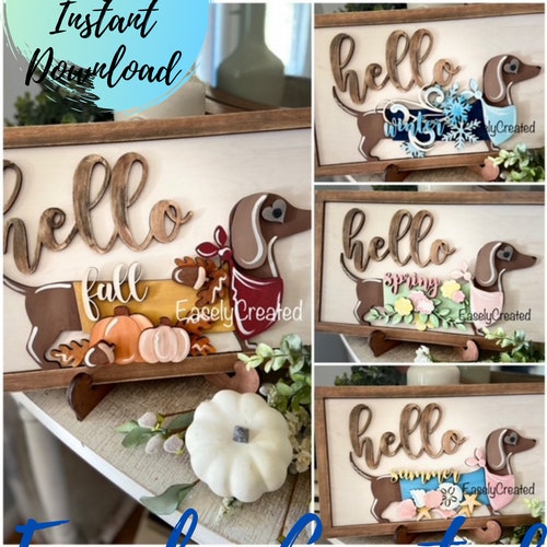 Dachshund Seasonal Interchangeable Sign SVG File Doxie Sign - Etsy