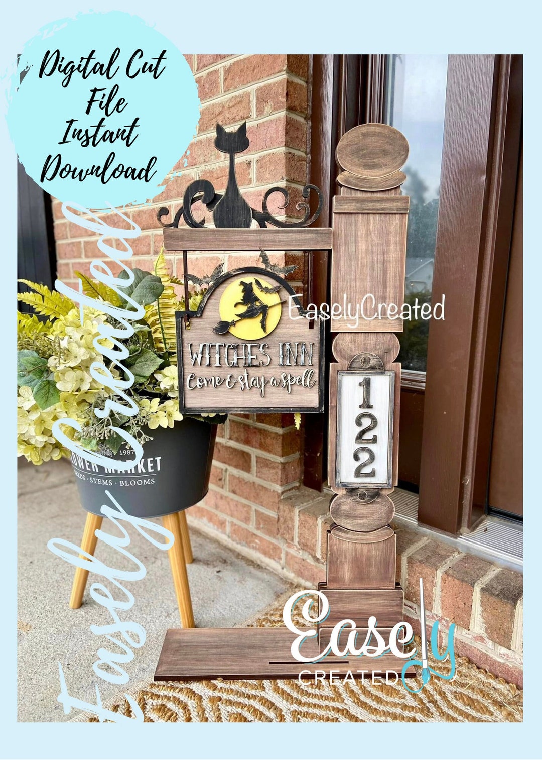Large Porch Post Sign Interchangeable Insert Witches Inn" Porch Sign ...