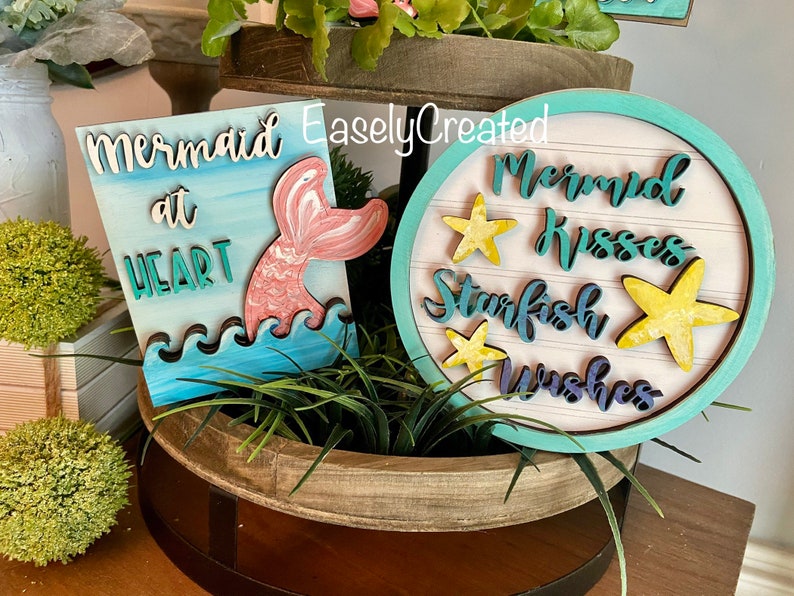 Mermaid Tiered Tray Digital Download File - Mermaid Glowforge SVG - DIY ...