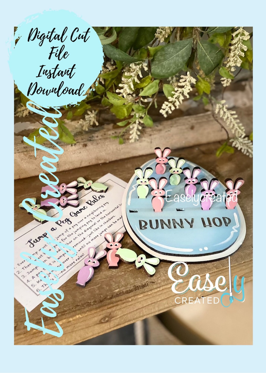 Jump a Peg Wooden Game Kids Easter Bunny Hop Game SVG Holiday Seasonal ...